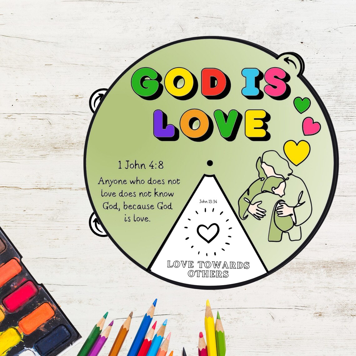 Gods Love Coloring Wheel Printable Bible Valentine Coloring Wheel ...