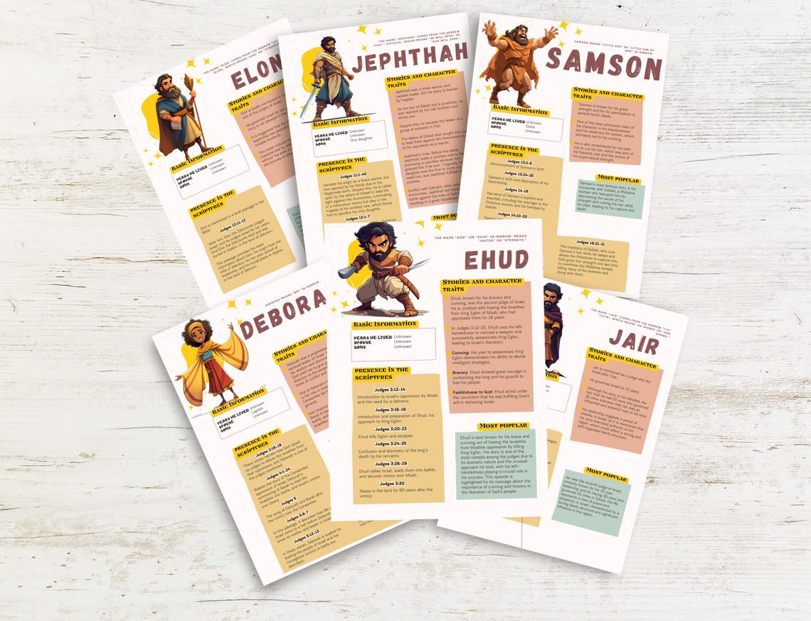 The 12 Judges of Israel, Bible Studies for Children, History of the 12 ...