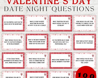 100 Date Night Questions Printable Couples Game Questions for Couples ...