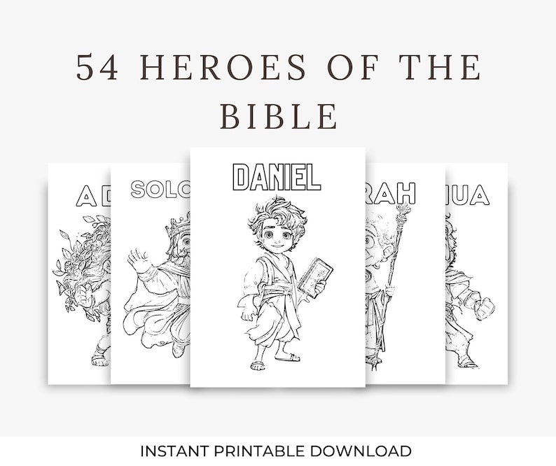 54 Páginas para colorear de héroes bíblicos / Libro para colorear de la ...