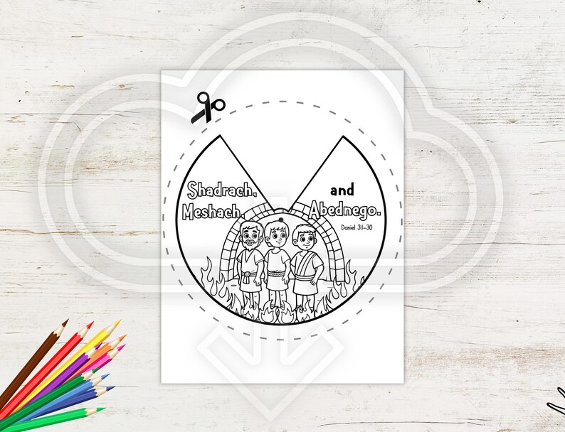 Shadrach, Meshach and Abednego Coloring Wheel | Bible Story Activity ...