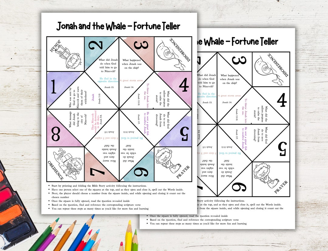Jonah and the Whale | Bible Story Activity | Paper Fortune Teller ...