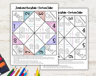 Jonah and the Whale Bible Story Activity, Sunday School Craft, Fortune ...