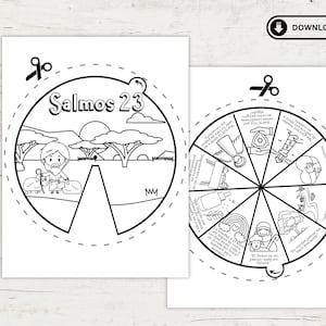 Psalm 23 Coloring Wheel IN SPANISH, Jesus Coloring Wheel, Printable ...