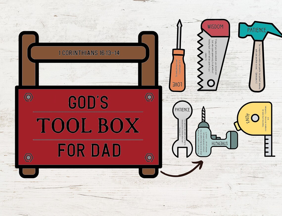 God's Toolbox for Dad, Fathers Day Bible Craft, Bible Printable Activity, Sunday School ...