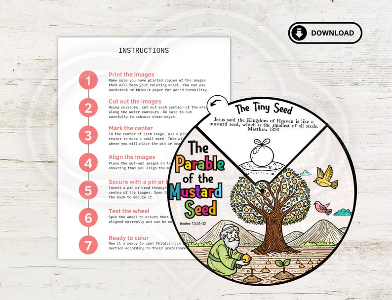 The Parable of the Mustard Seed Coloring Wheel, Coloring Wheel ...
