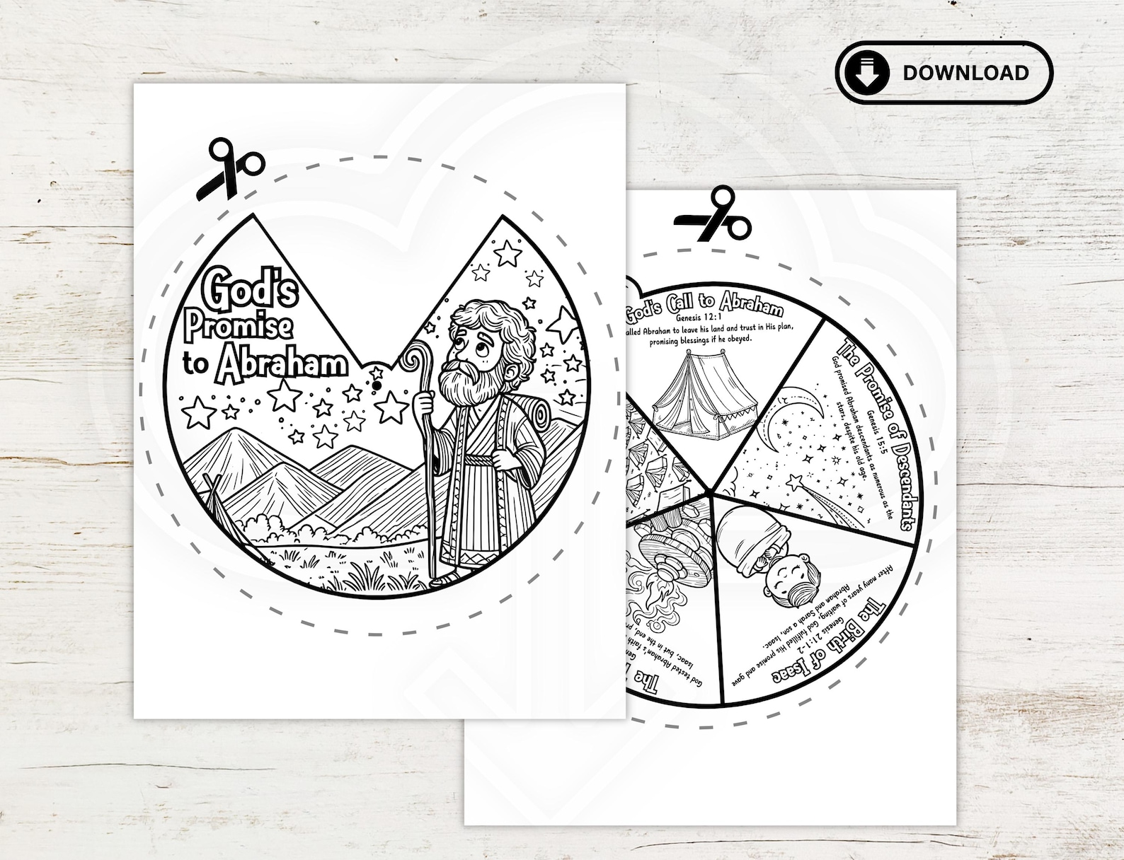 God's Promise to Abraham Coloring Wheel | Bible Story Activity for Kids ...