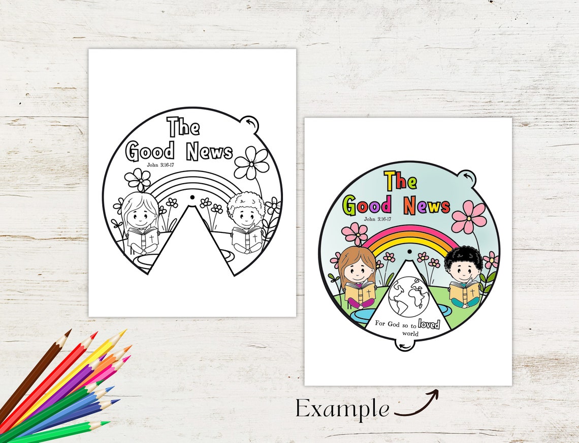 The Good News John 3:16 Coloring Wheel, Jesus Coloring Wheel, John 316 ...