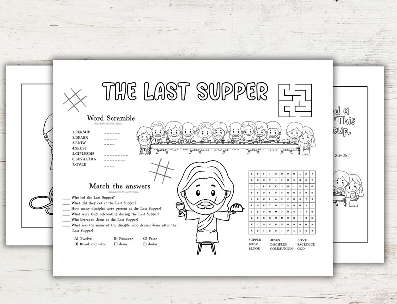 The Last Supper Story Activities, Holy Week Activities for Kids, Bible ...
