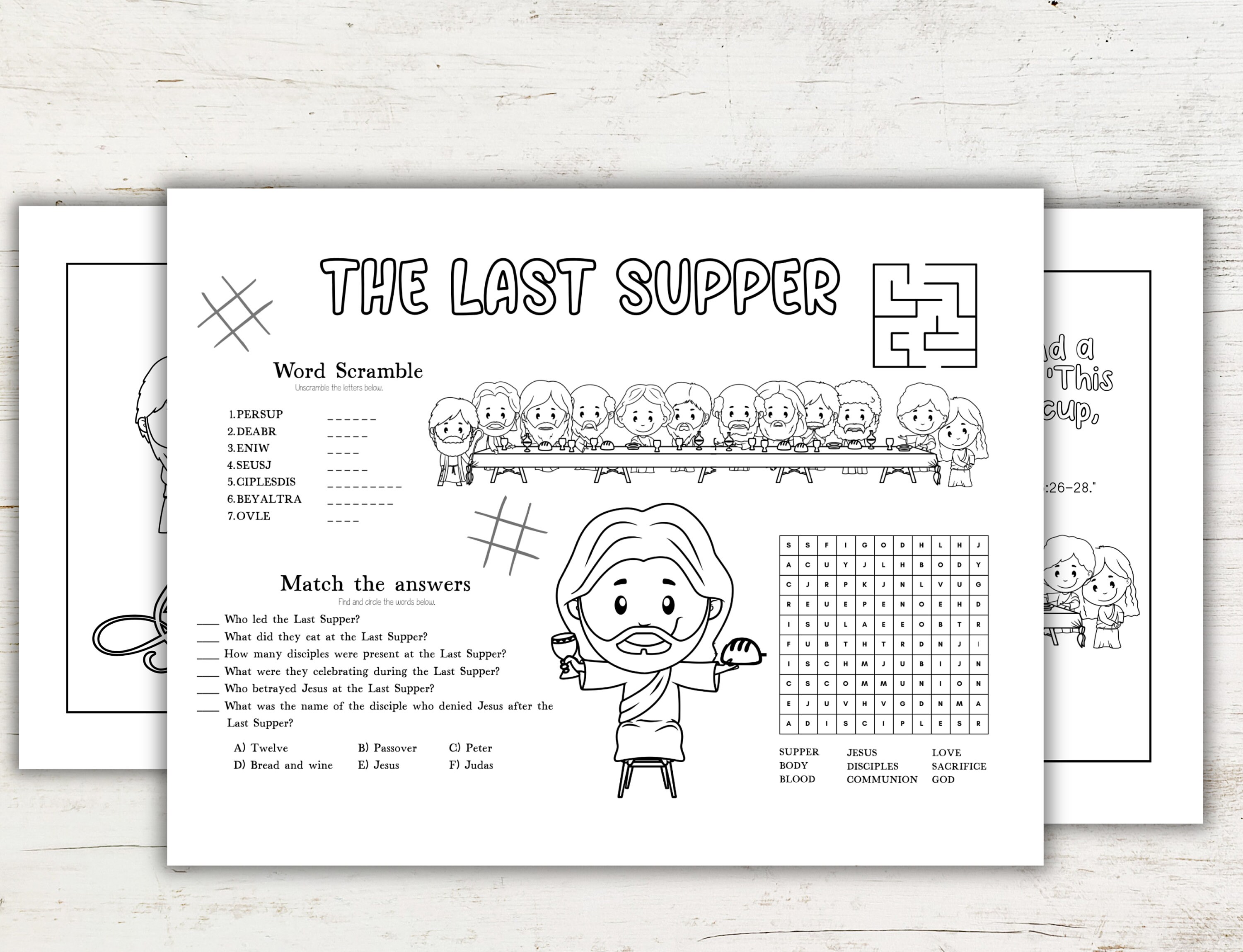 The Last Supper Story Activities, Holy Week Activities for Kids, Bible ...