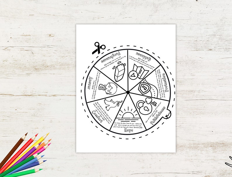 Promises of God Coloring Wheel, Bible Coloring Wheel, Printable Bible ...