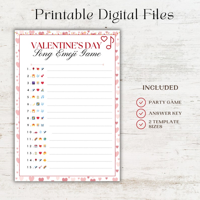 Valentines Day Song Emoji Game Valentines Day Party Game Valentines Day ...