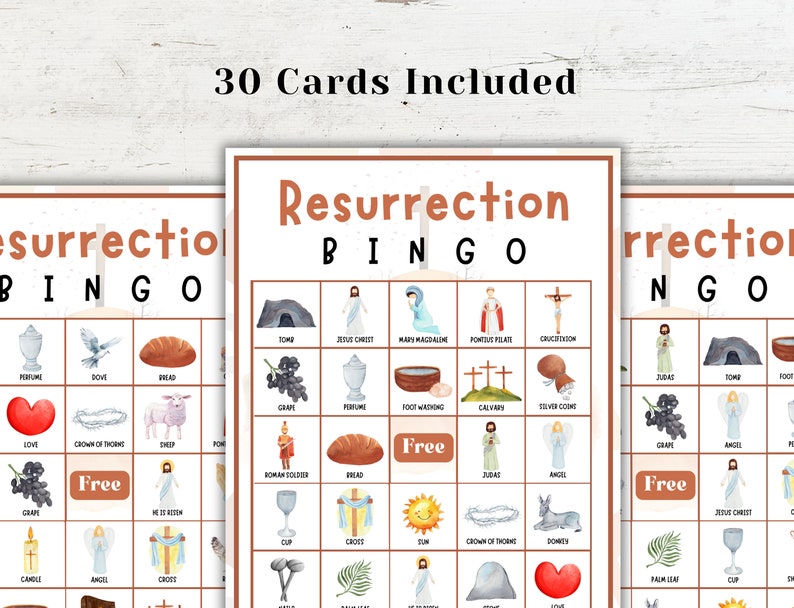 Resurrection Bingo | Sunday School | Easter Bible Bingo | Easter Sunday ...