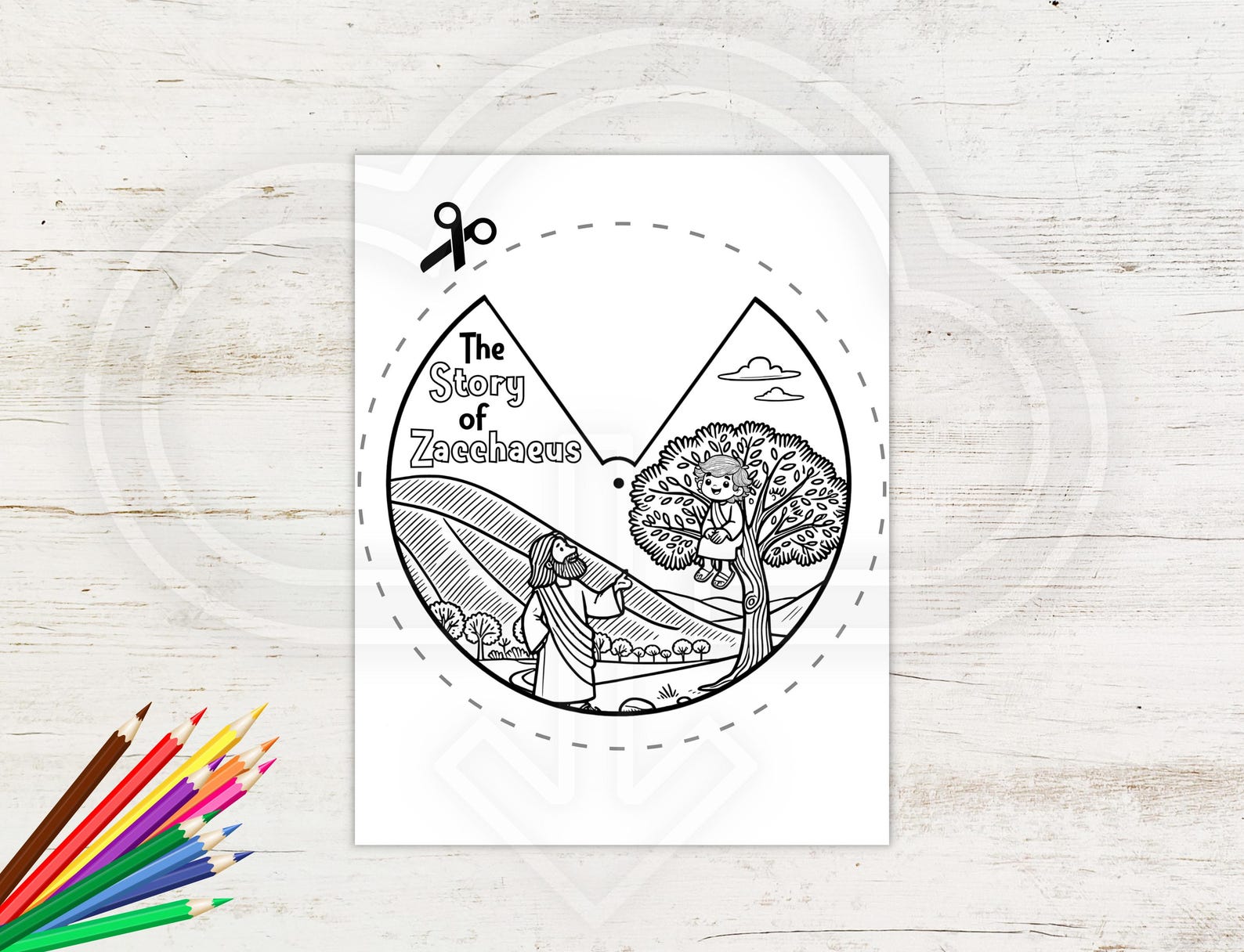 The Story of Zacchaeus Coloring Wheel, Bible Story Activity for Kids ...