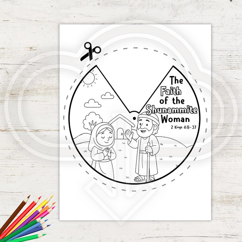 The Faith of the Shunammite Woman - Coloring Wheel | Bible Story ...