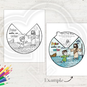 Peter Walks on Water, Coloring Wheel, Bible Story Activity for Kids ...