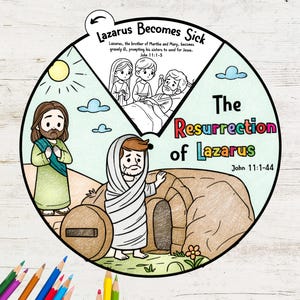 The Resurrection of Lazarus - Coloring Wheel | Bible Story Activity for ...