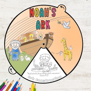 Noahs Ark Coloring Wheel | Bible Story Activities | Printable Bible ...