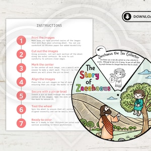 The Story of Zacchaeus Coloring Wheel, Bible Story Activity for Kids ...
