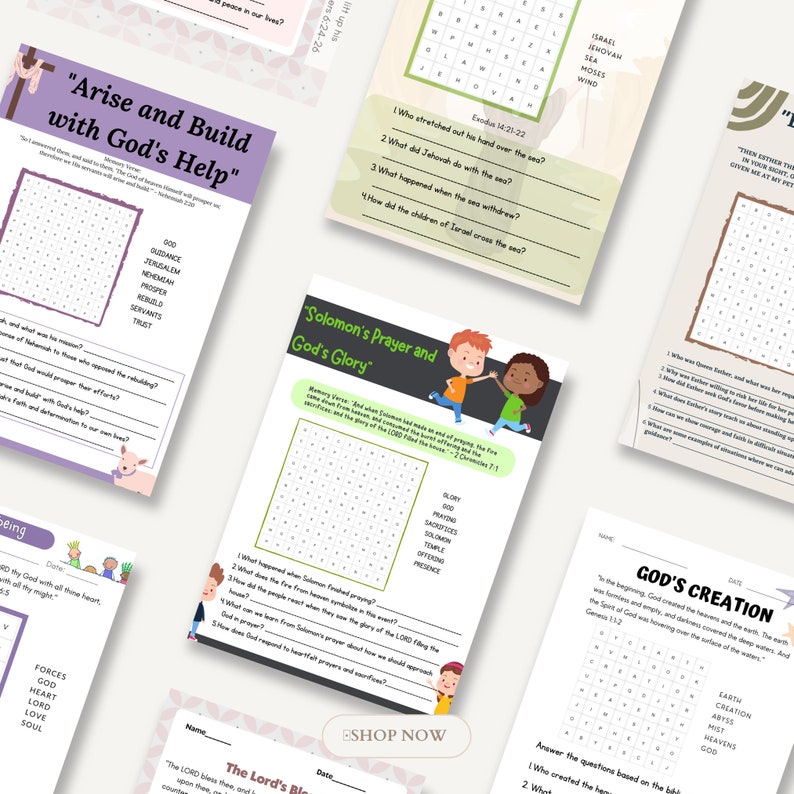 20 Bible Lessons, Word Search Puzzles and Questions to Learn More About ...