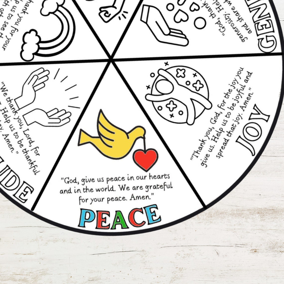 Prayers for Kids Coloring Wheel Bible Activity Sunday School, Coloring ...