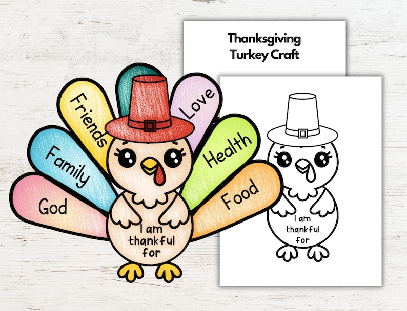 Thankful Turkey Craft for Kids, Thanksgiving Activity, Gratitude ...