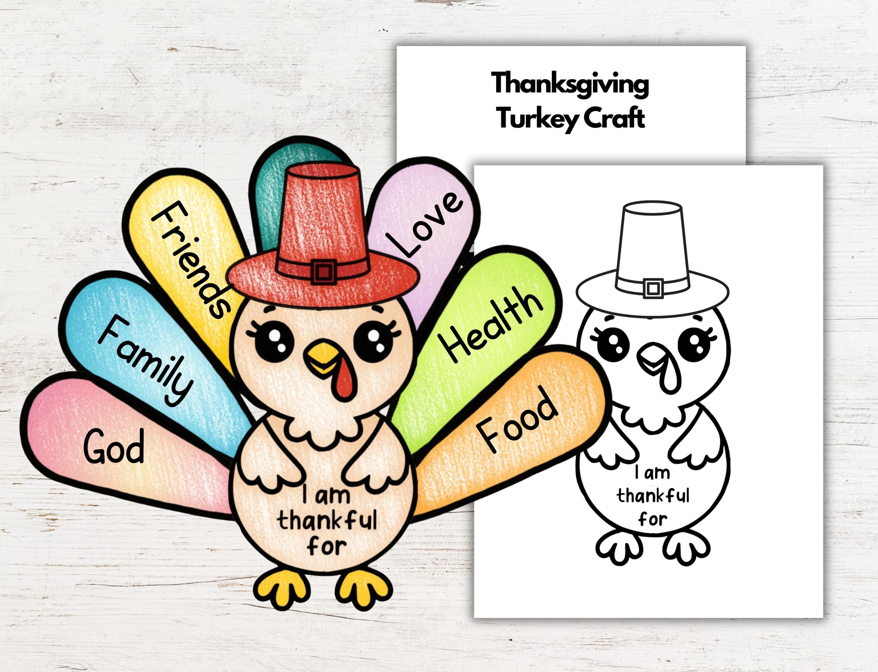 Thankful Turkey Craft for Kids, Thanksgiving Activity, Gratitude ...
