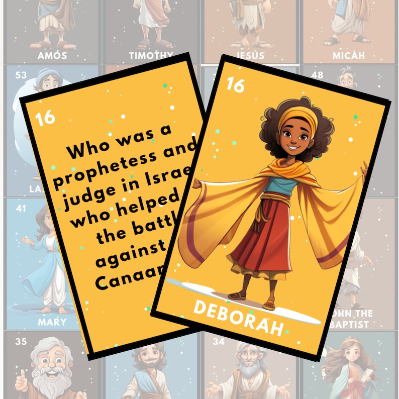 Bible Memory Game Match 54 Bible Characters Printable Bible Pairs ...