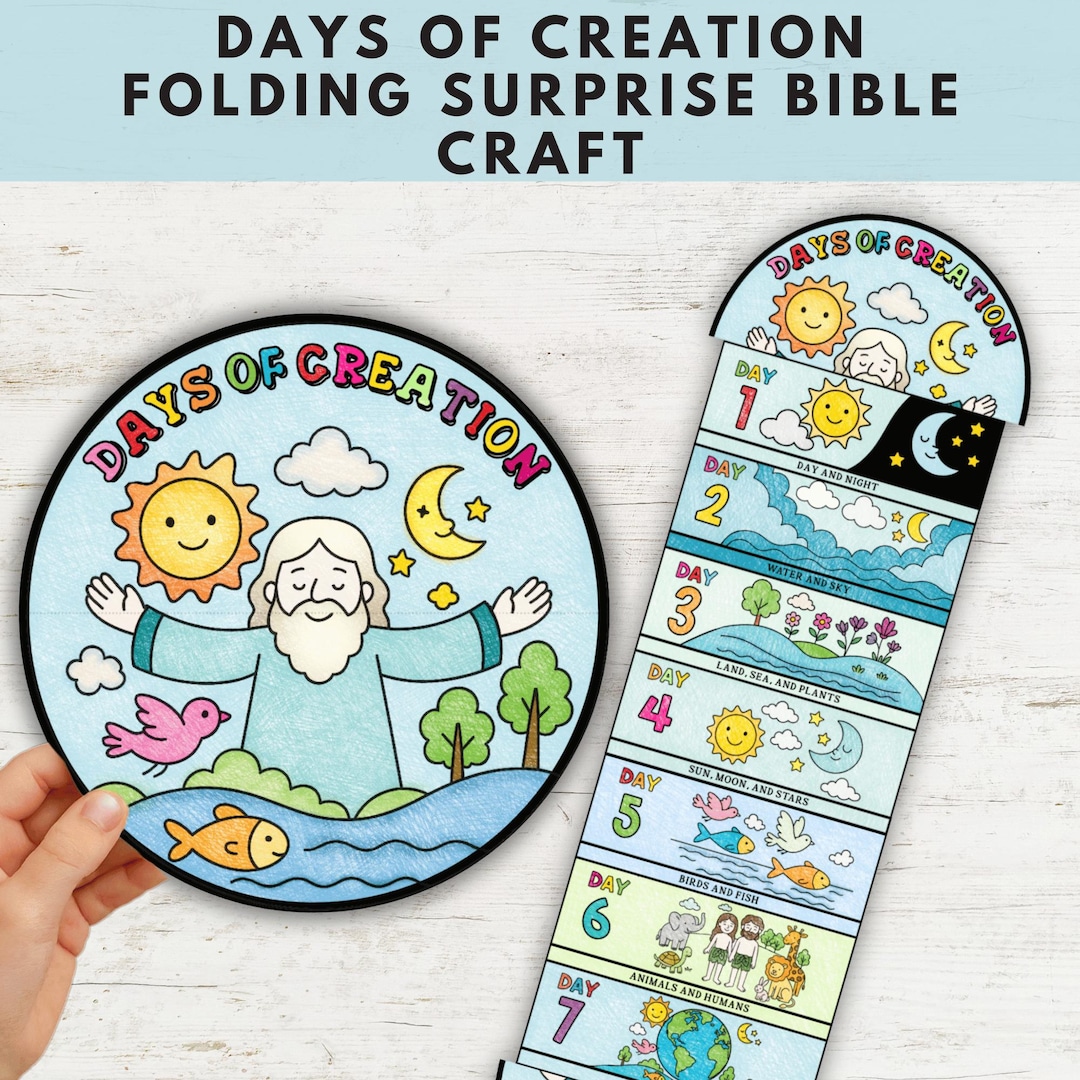 Days of Creation Folding Surprise Bible Craft, Bible Lesson for ...