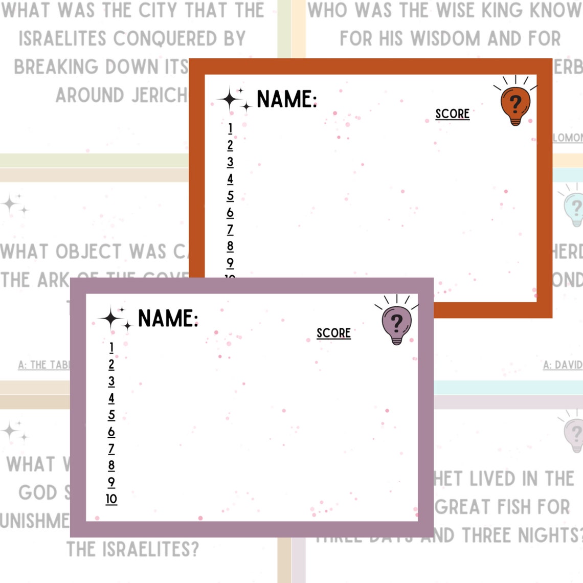 120 Bible Trivia Cards | Bible Trivia Questions | Printable Bible ...