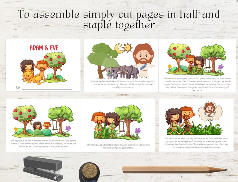 Adam and Eve Printable for Kids, Printable Mini Book, Kids Crafts ...