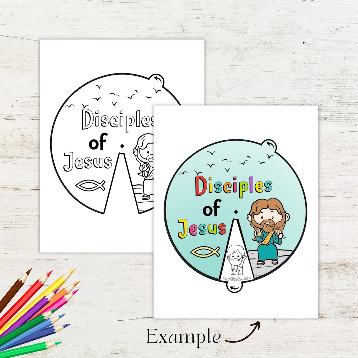 Disciples of Jesus Coloring Wheel, Jesus Coloring Wheel, Printable ...