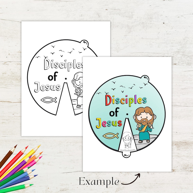 Disciples of Jesus Coloring Wheel, Jesus Coloring Wheel, Printable ...