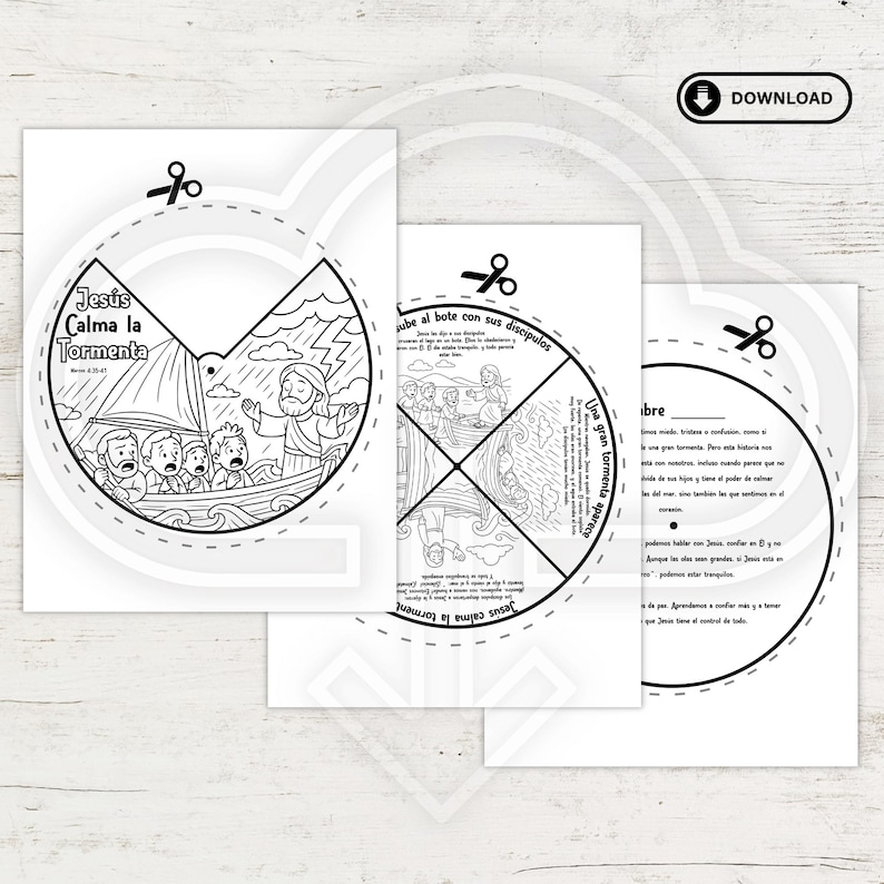 Jesus Calms the Storm IN SPANISH - Coloring Wheel | Bible Activity for ...