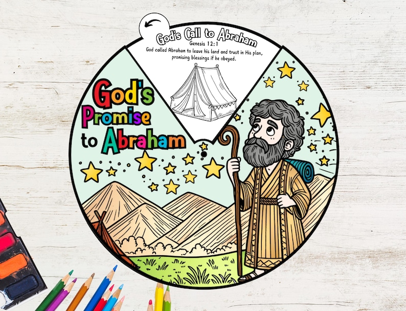 God's Promise to Abraham Coloring Wheel | Bible Story Activity for Kids ...