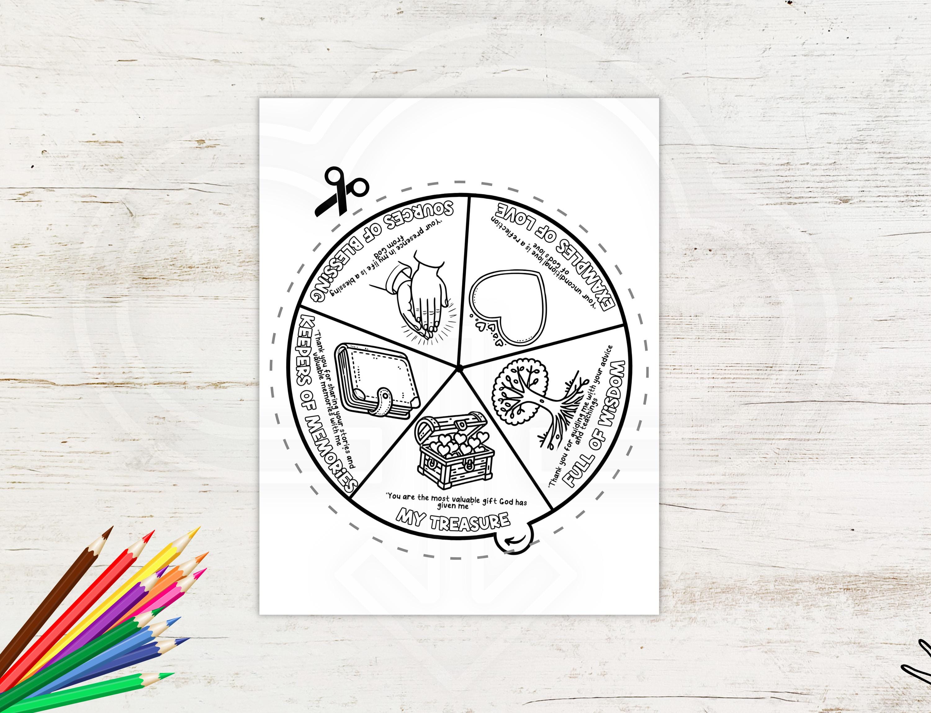 God Says My Grandparents Are Coloring Wheel, Grandparents Day Coloring ...