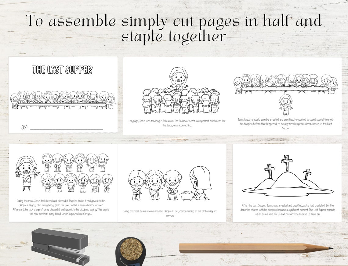Last Supper Printable for Kids, Printable Mini Book, Story of Easter ...