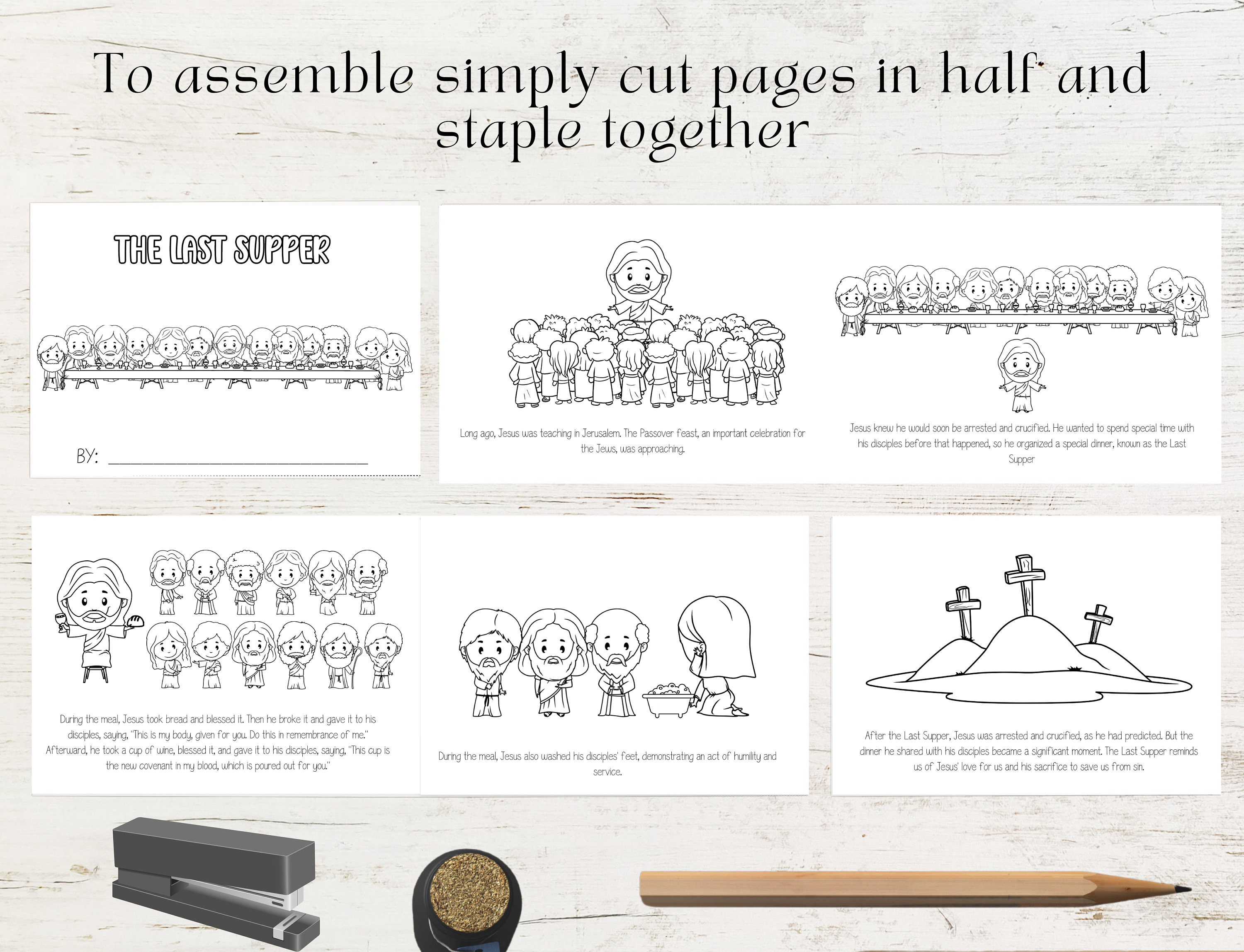 Last Supper Printable for Kids, Printable Mini Book, Story of Easter ...