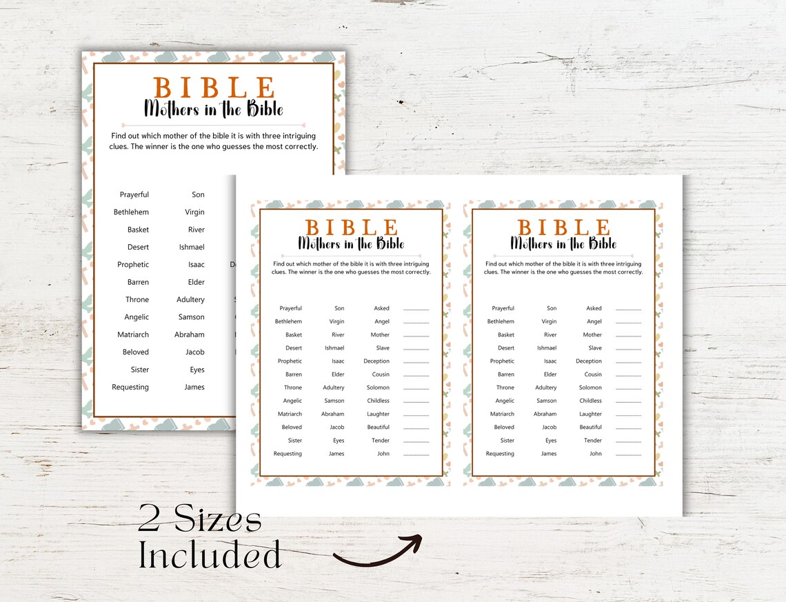 Bible Games, Mothers in the Bible Game Bible Games for Kids, Bible ...