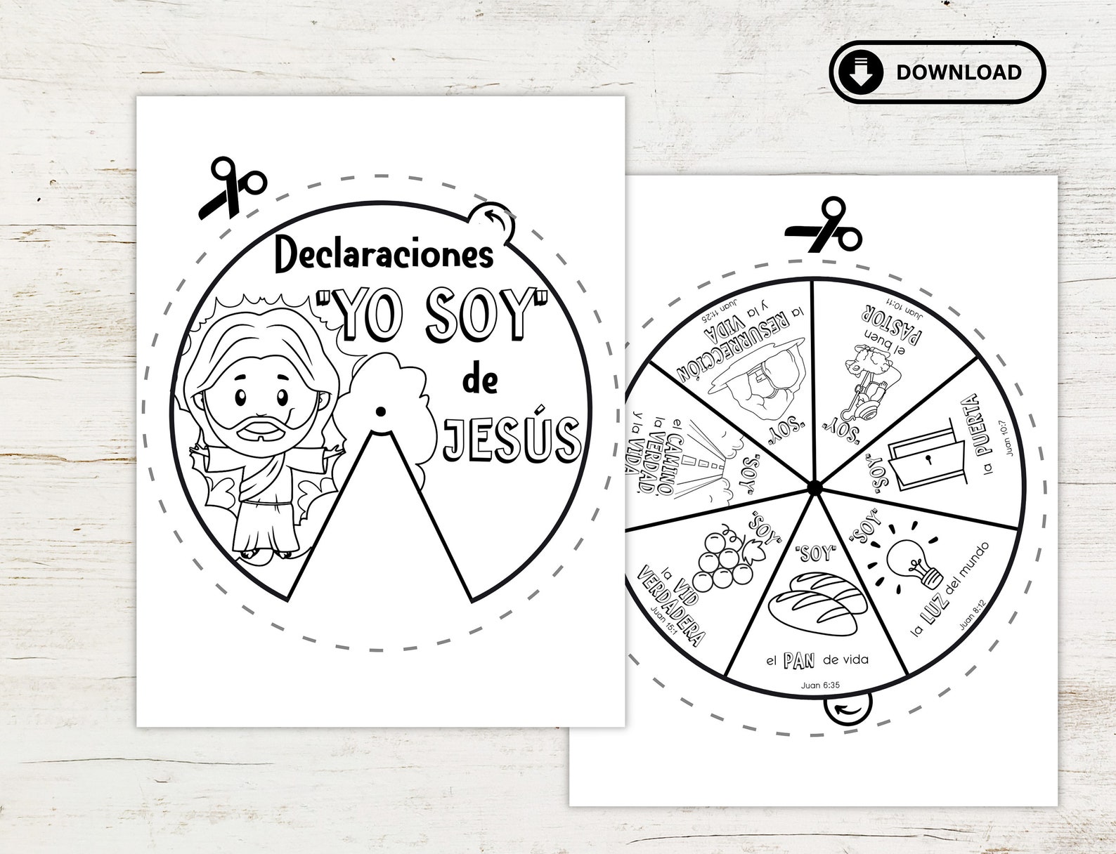 I Am Statements of Jesus Coloring Wheel IN SPANISH| Printable Bible ...