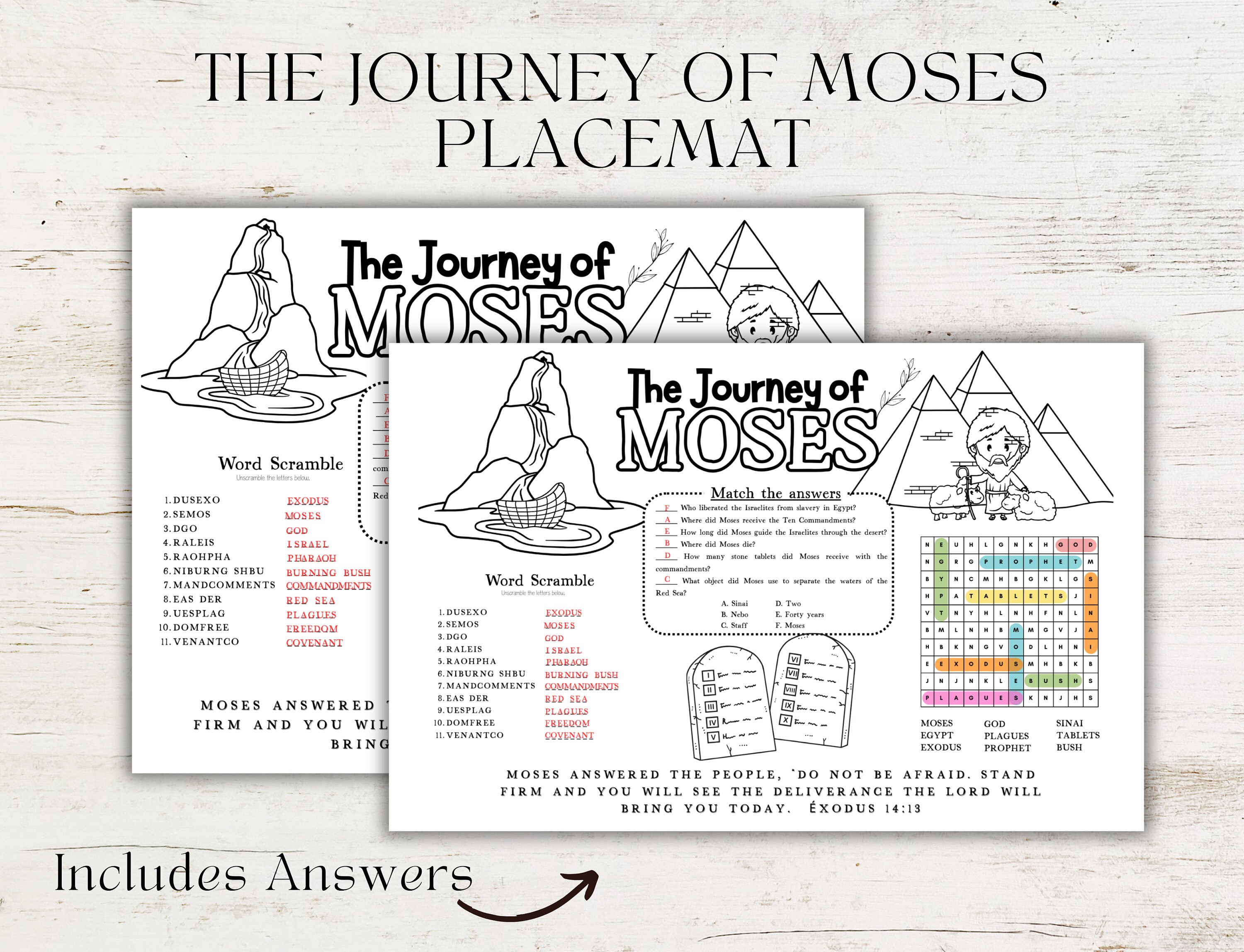 The Journey of Moses Placemat, Fun Bible Crafts and Activities for Kids ...