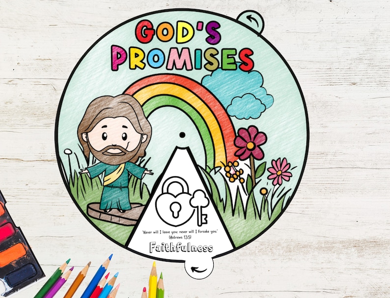 Promises of God Coloring Wheel, Bible Coloring Wheel, Printable Bible ...