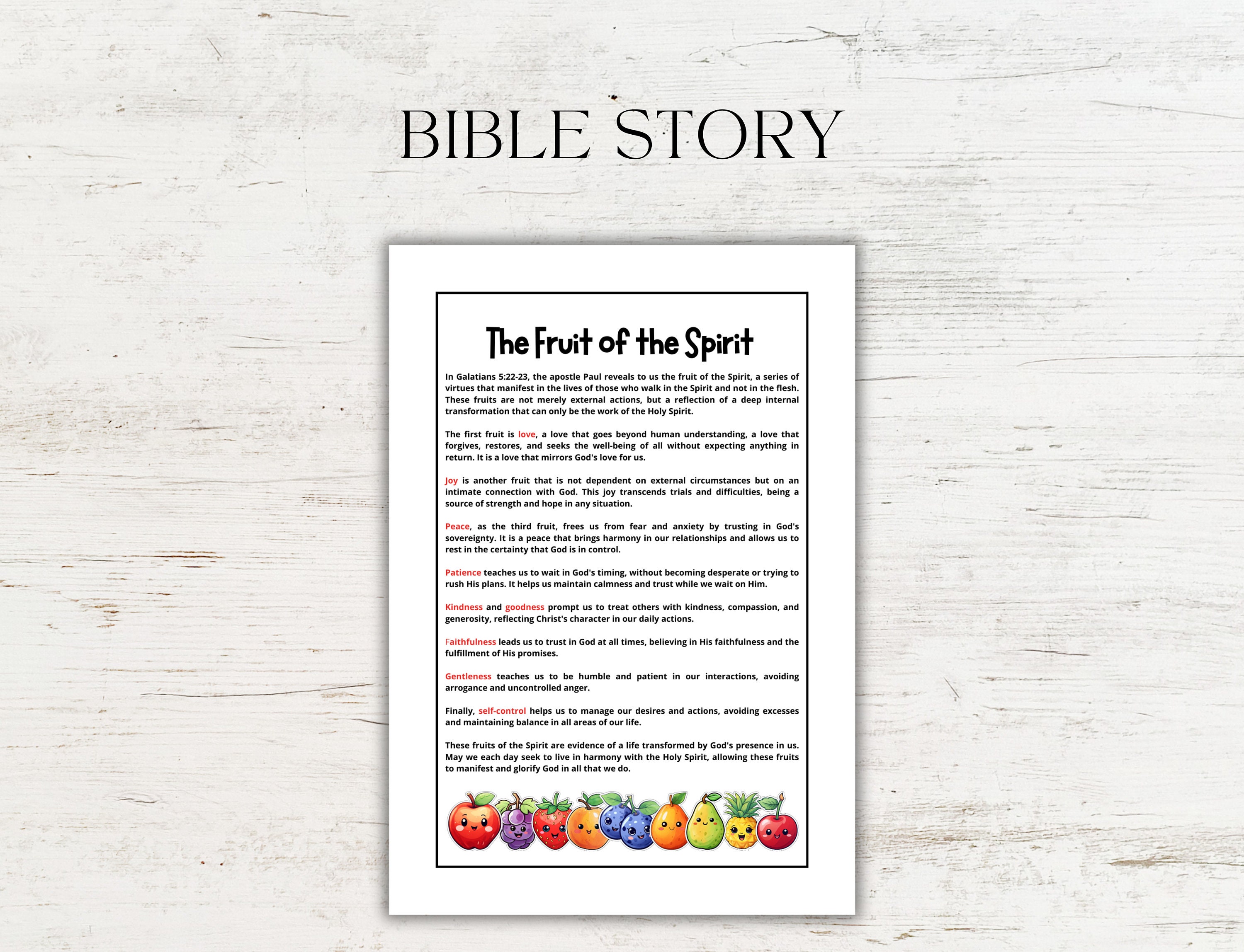 Fruit of the Spirit Activity Pages for Kids, Printable Kids Bible Verse ...
