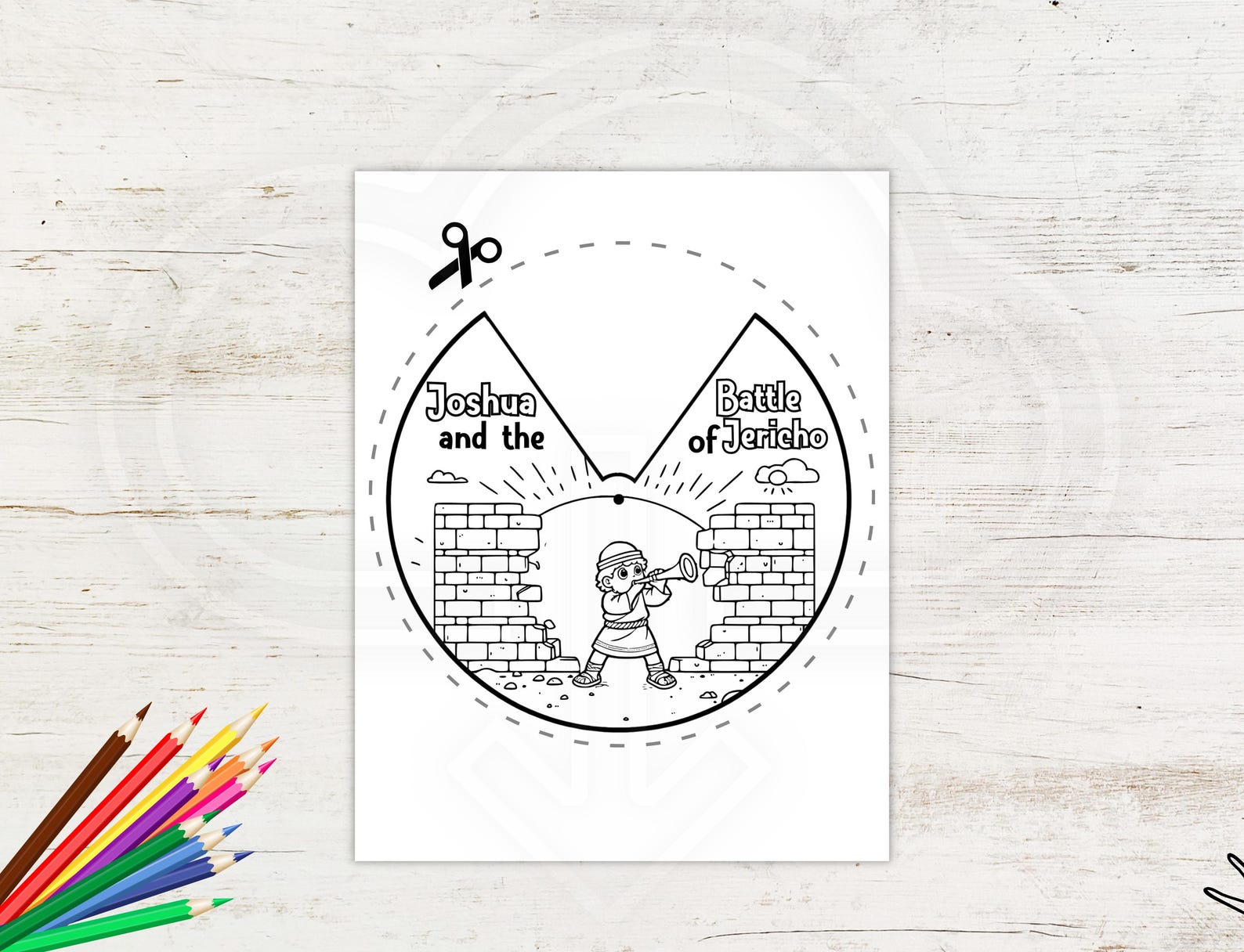 Joshua and the Battle of Jericho - Coloring Wheel | Bible Story Wheel ...