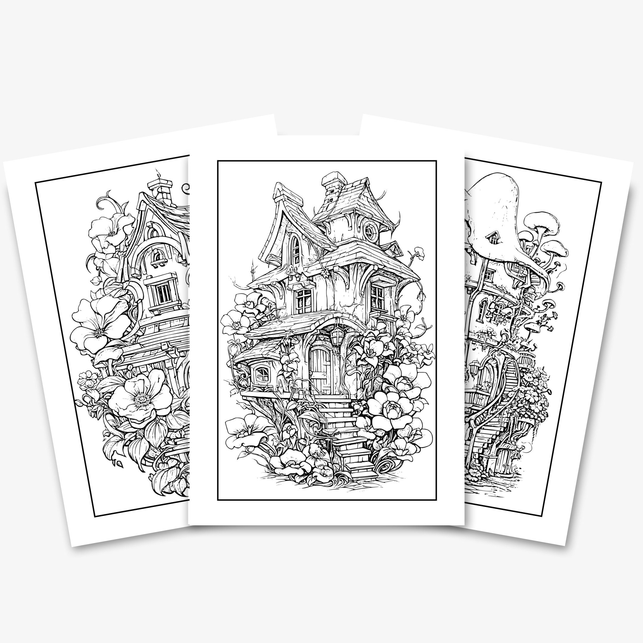 80 Flowering Fairy House Coloring Book Printable PDF House - Etsy
