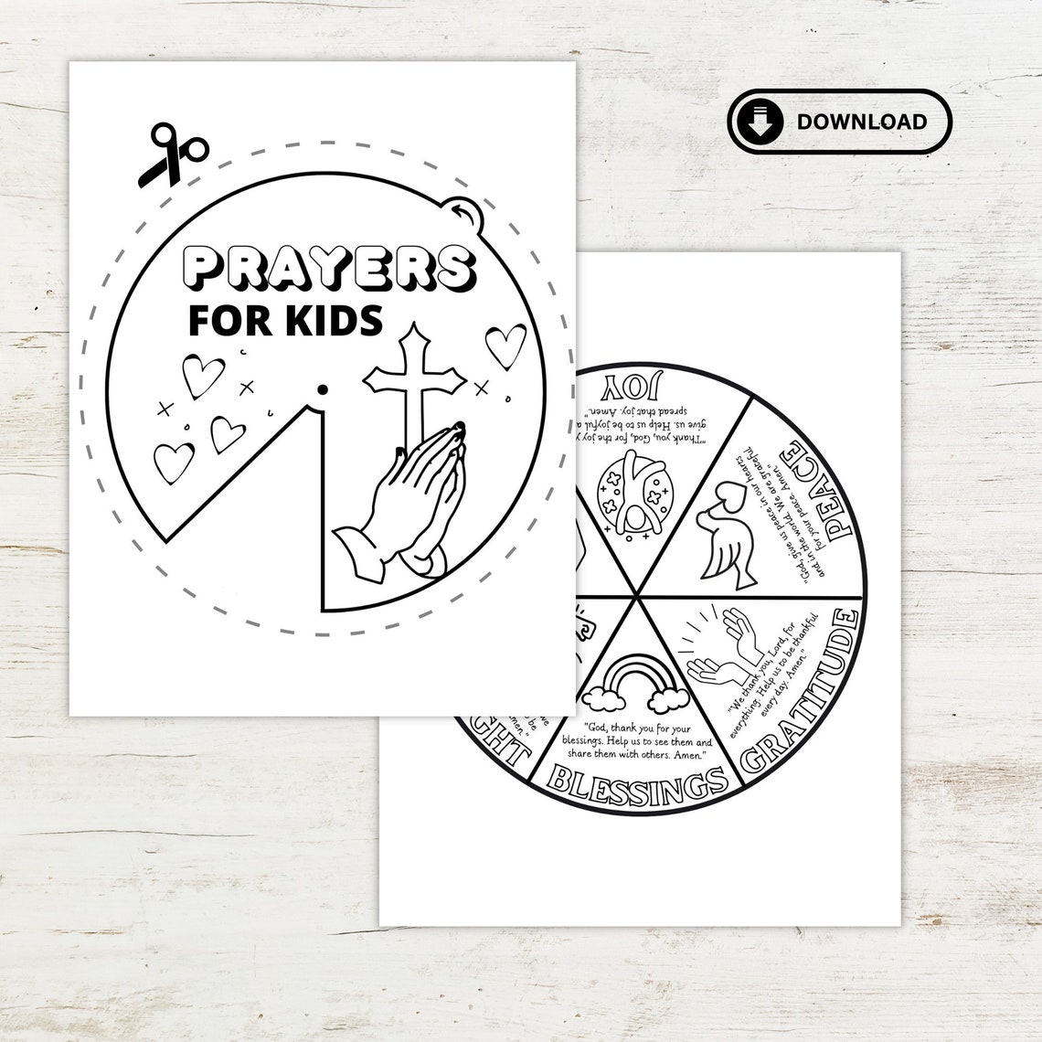 Prayers for Kids Coloring Wheel Bible Activity Sunday School, Coloring ...