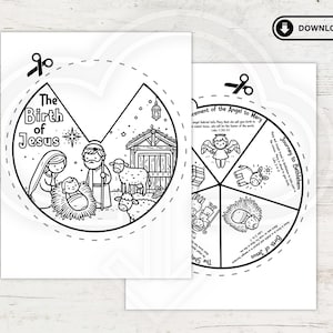 The Birth of Jesus Coloring Wheel, Nativity Story Coloring Wheel ...
