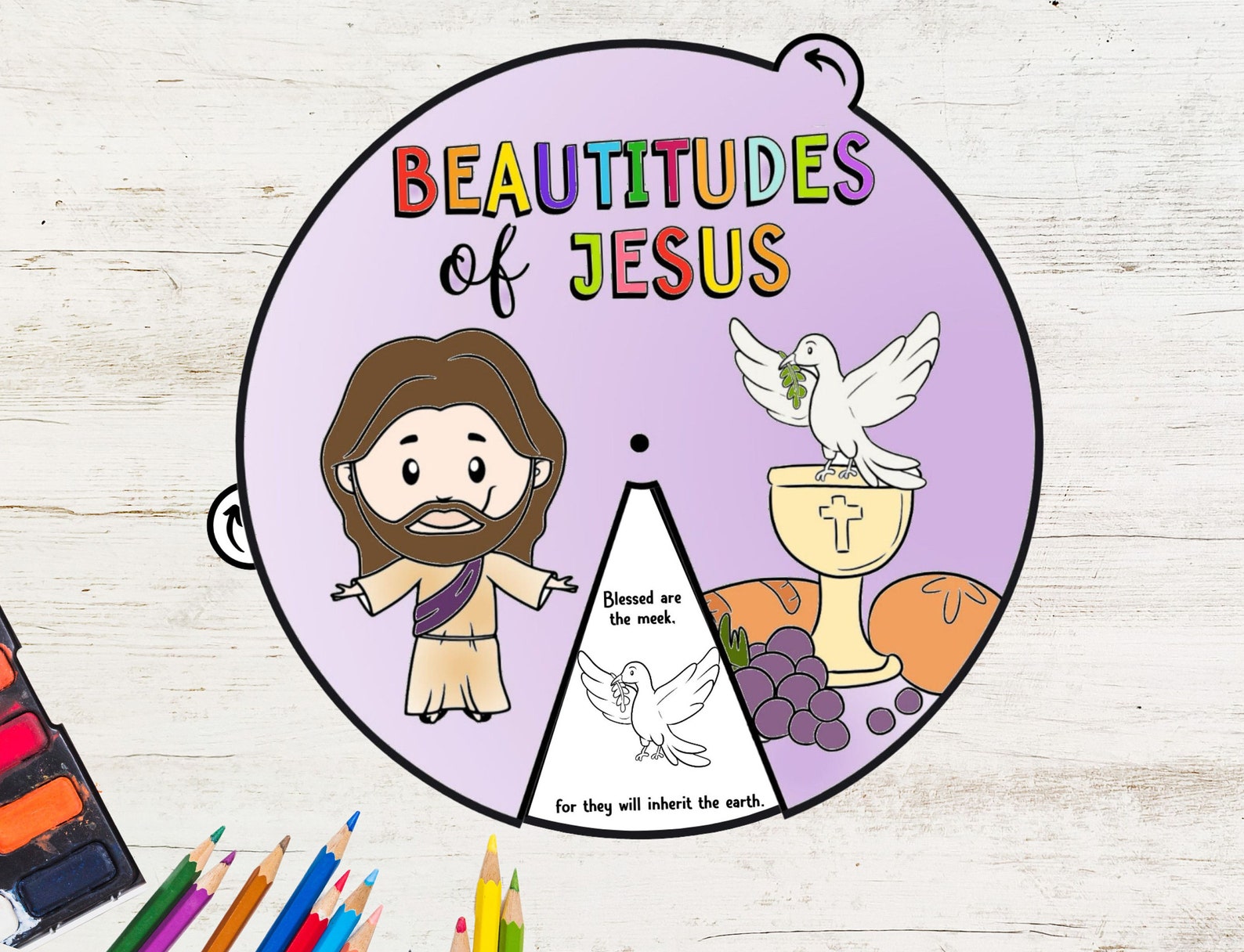 Beatitudes Coloring Wheel | Bible Story Activities | Printable Activity ...