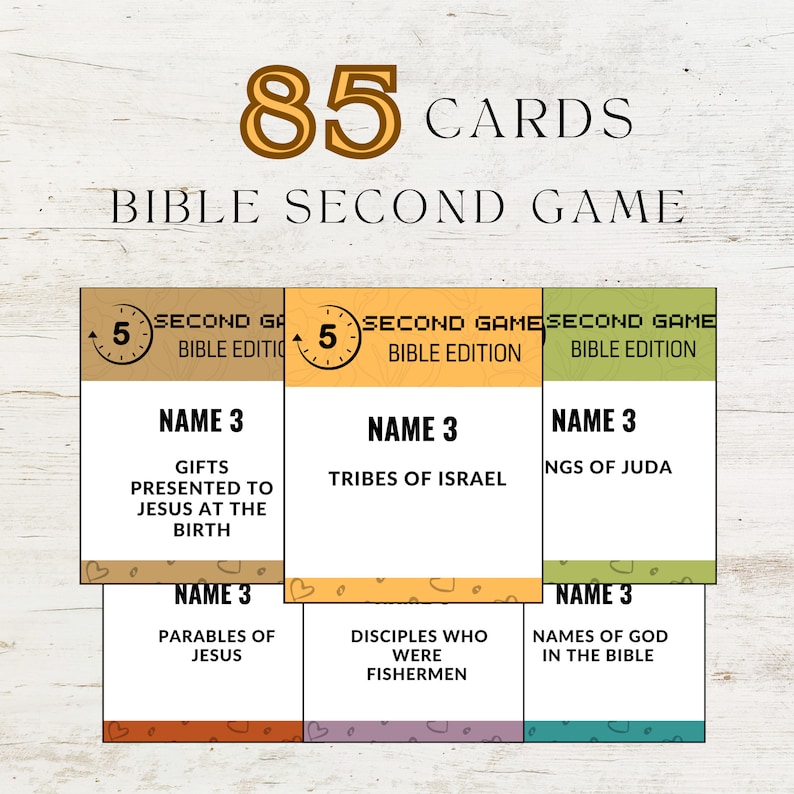 85 Cards Christian Bible 5 Second Game | Bible 5 Second Game | Bible ...