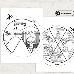 Story of Samson Coloring Wheel, Bible Coloring Wheel, Printable Bible ...